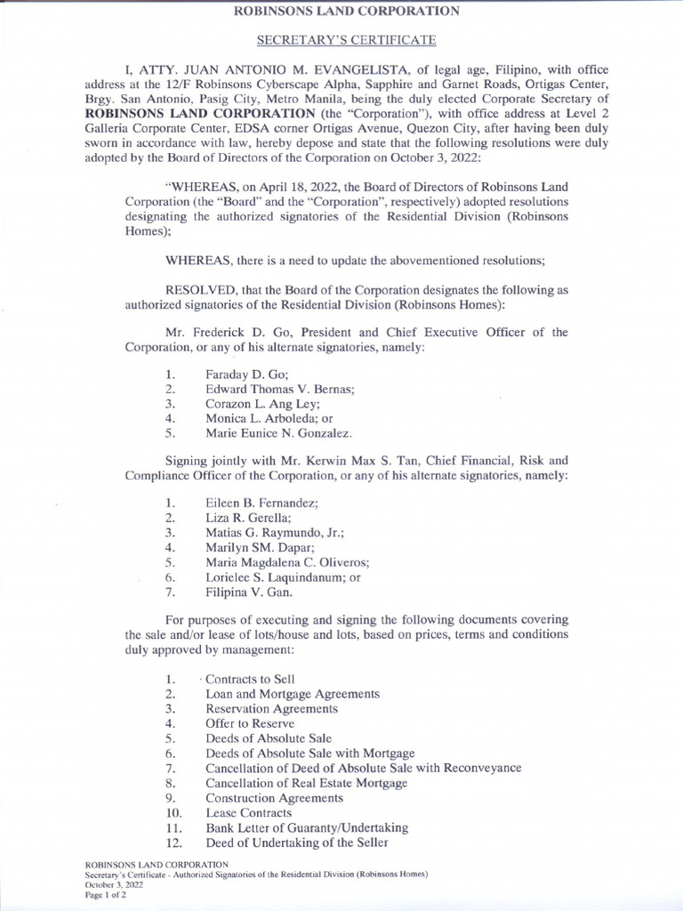01 Sec Cert RLC RHI Contracts | PDF