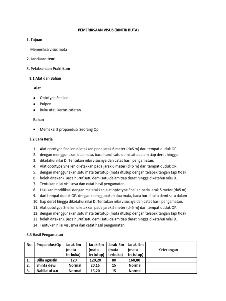 Pemeriksaan Visus | PDF
