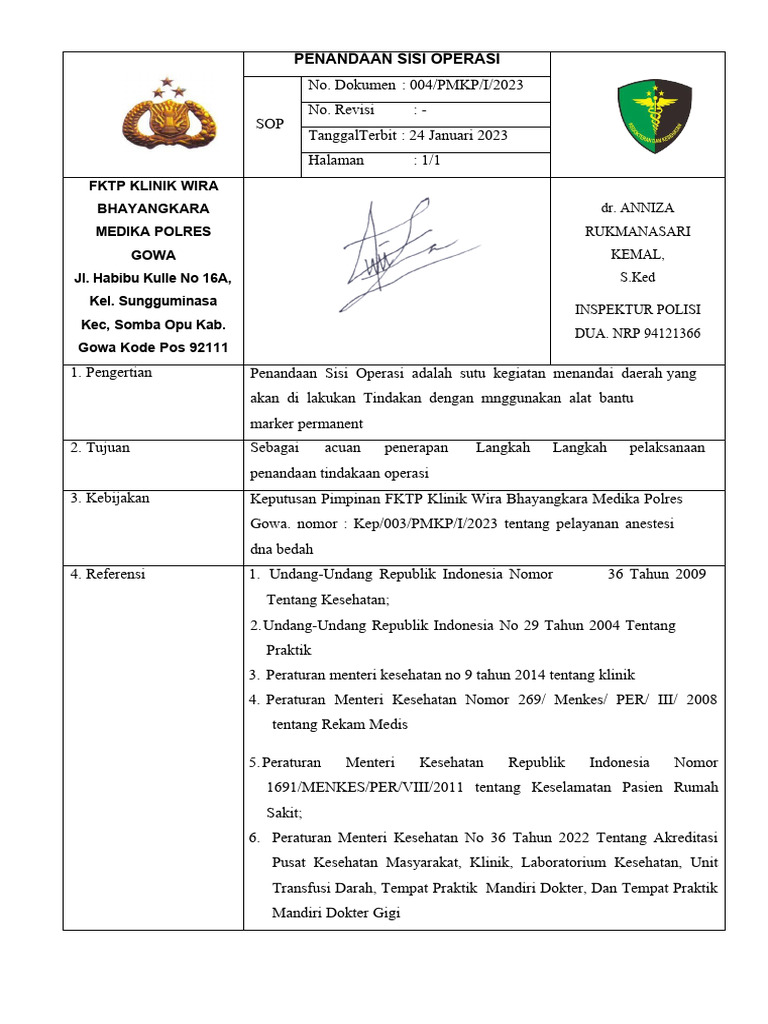 002 Sop Penandaan Sisi Operasi | PDF