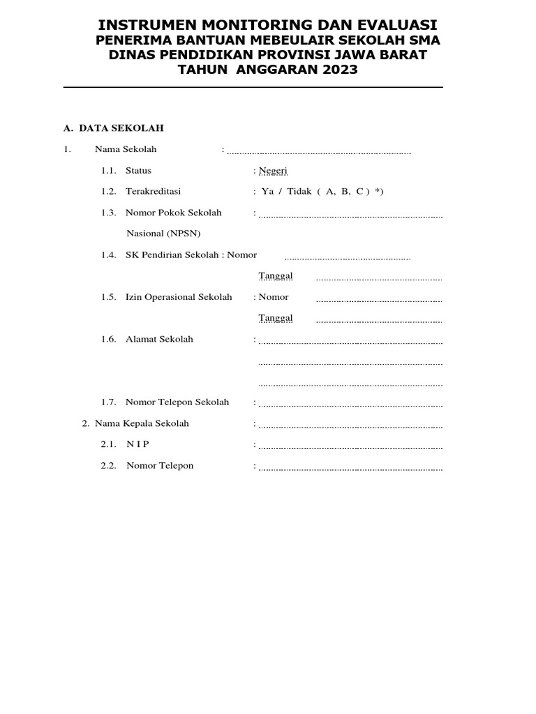 Instrumen Monev Mebel | PDF