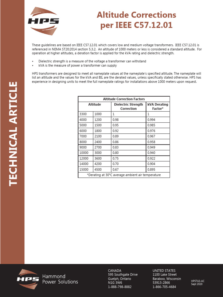 HPSTA3 AC Altitude Corrections Per IEEE | PDF | Transformer | Altitude