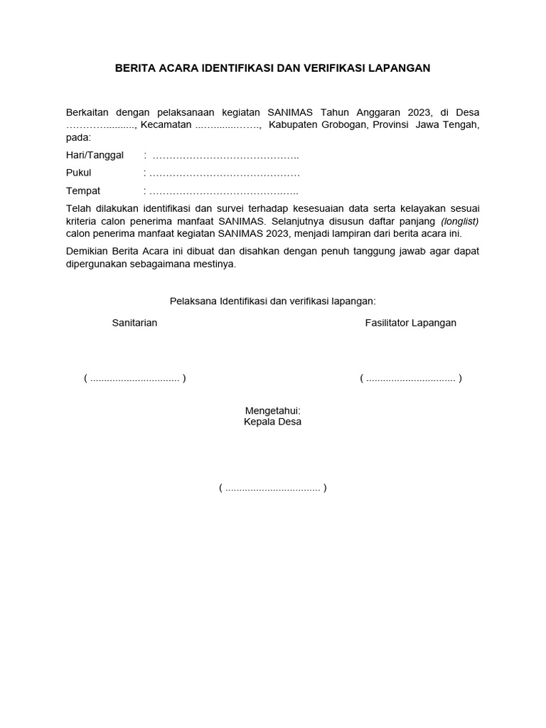 1.2 BA Verifikasi Lapangan | PDF