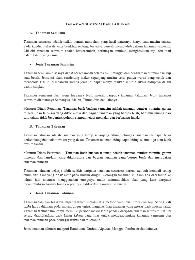 Tanaman Semusim Dan Tahunan | PDF