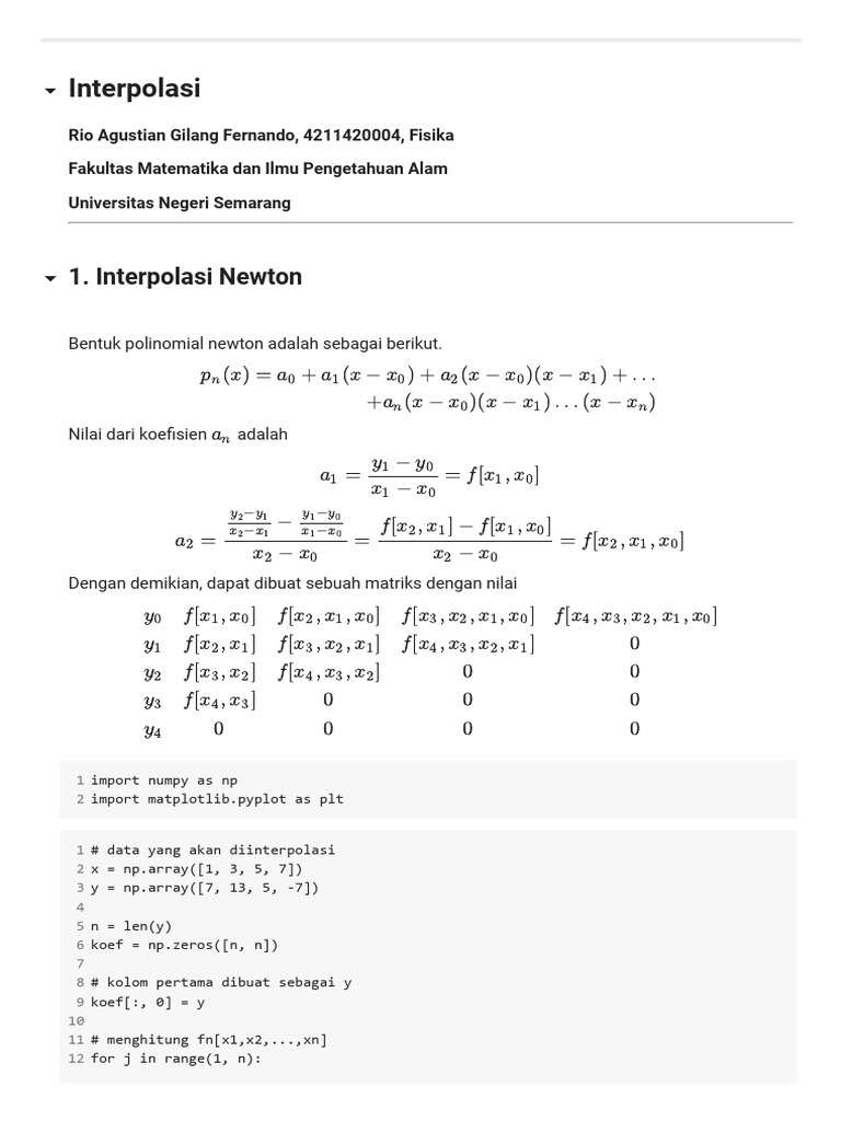 Metode Numerik Interpolasi | PDF