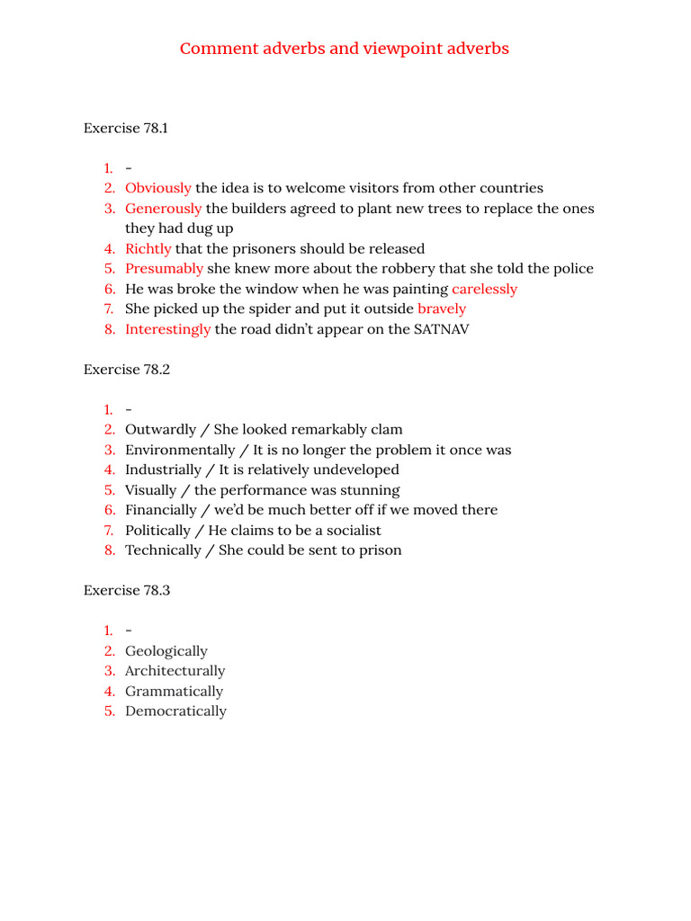 Comment Adverbs and Viewpoint Adverbs | PDF