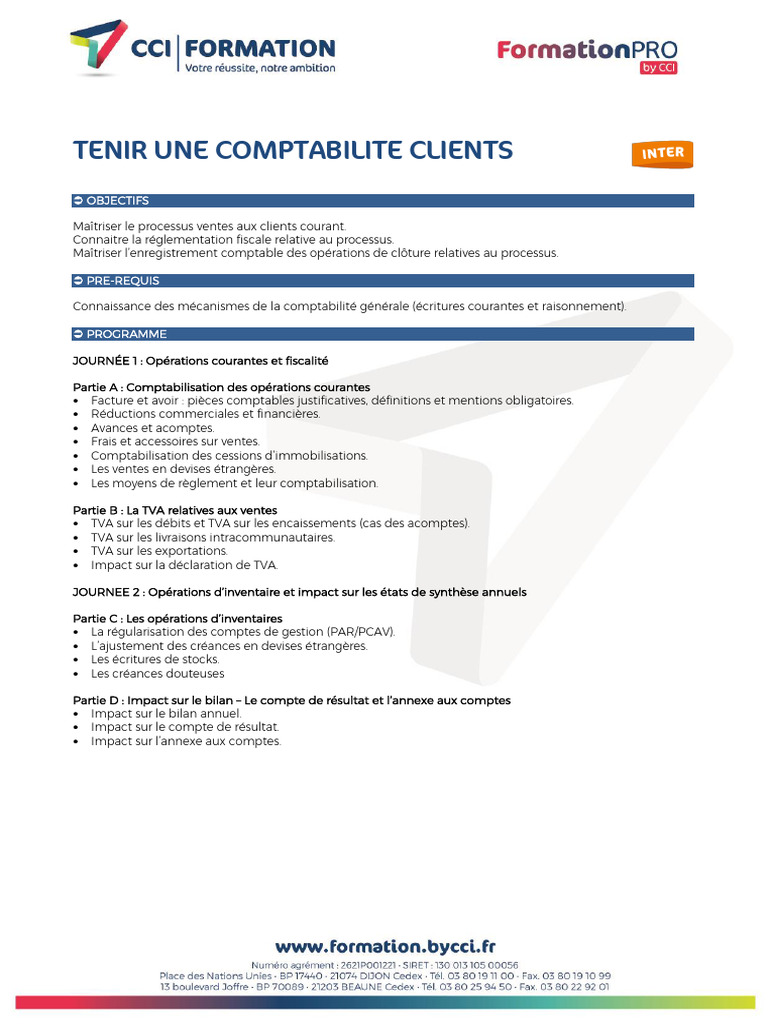 Formation en comptabilité clients | PDF | Comptabilité | Facture