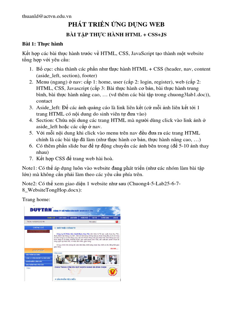 Bài tập tổng hợp HTML + CSS + JS | PDF