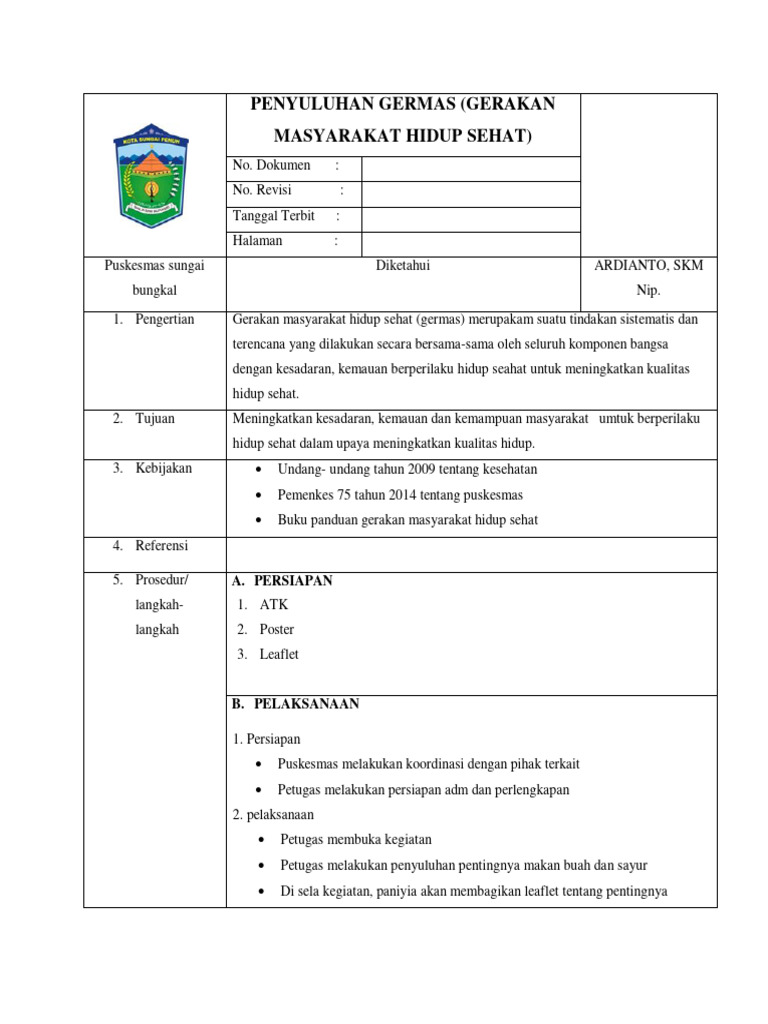 Sop Penyuluhan Germas | PDF