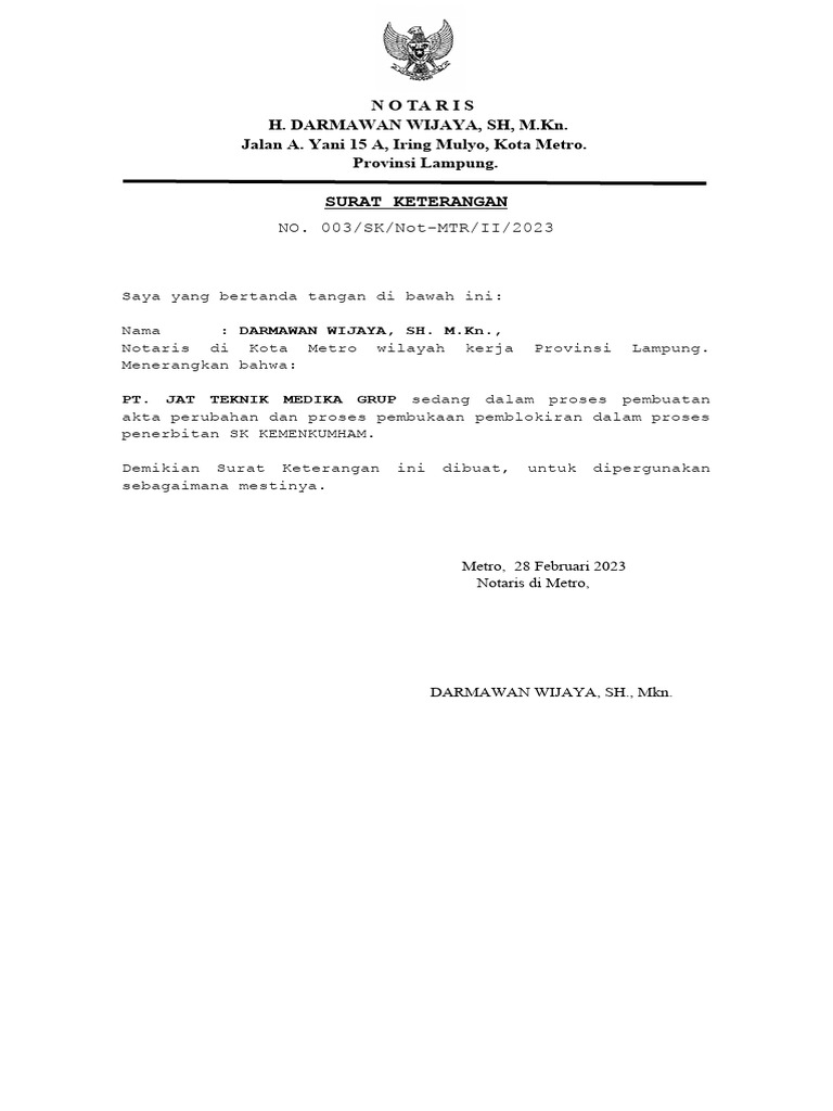 Surat Keterangan 003 | PDF