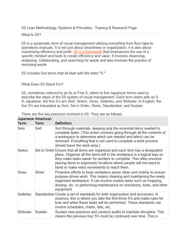 Understanding 5S Methodology in Lean | PDF | Lean Manufacturing ...