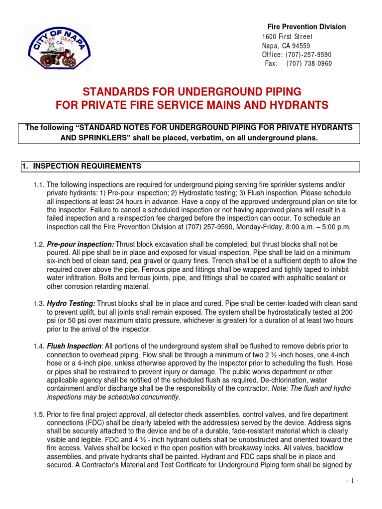 Standards For Underground Piping | PDF