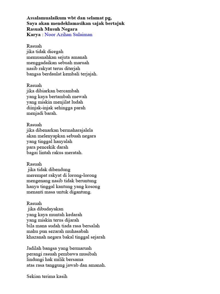 Sajak Rasuah | PDF | Hukum