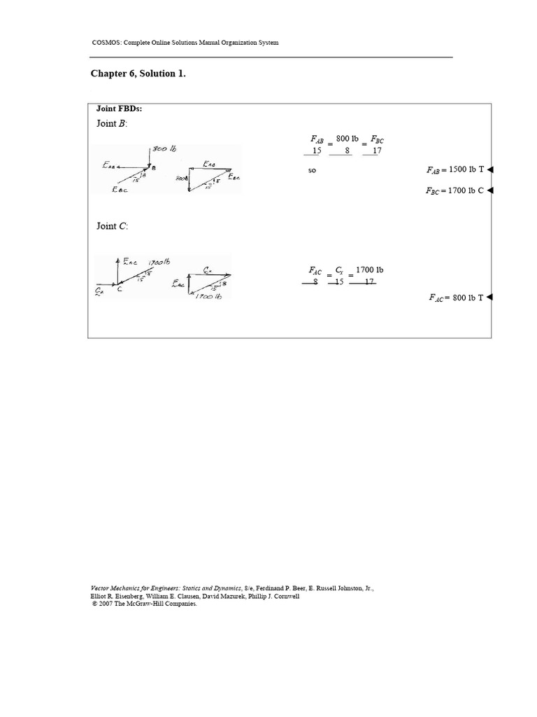 Cap 06 Solucionario Estatica Beer Octaba Edicion Capitulo 6 Compress | PDF | Mechanical ...