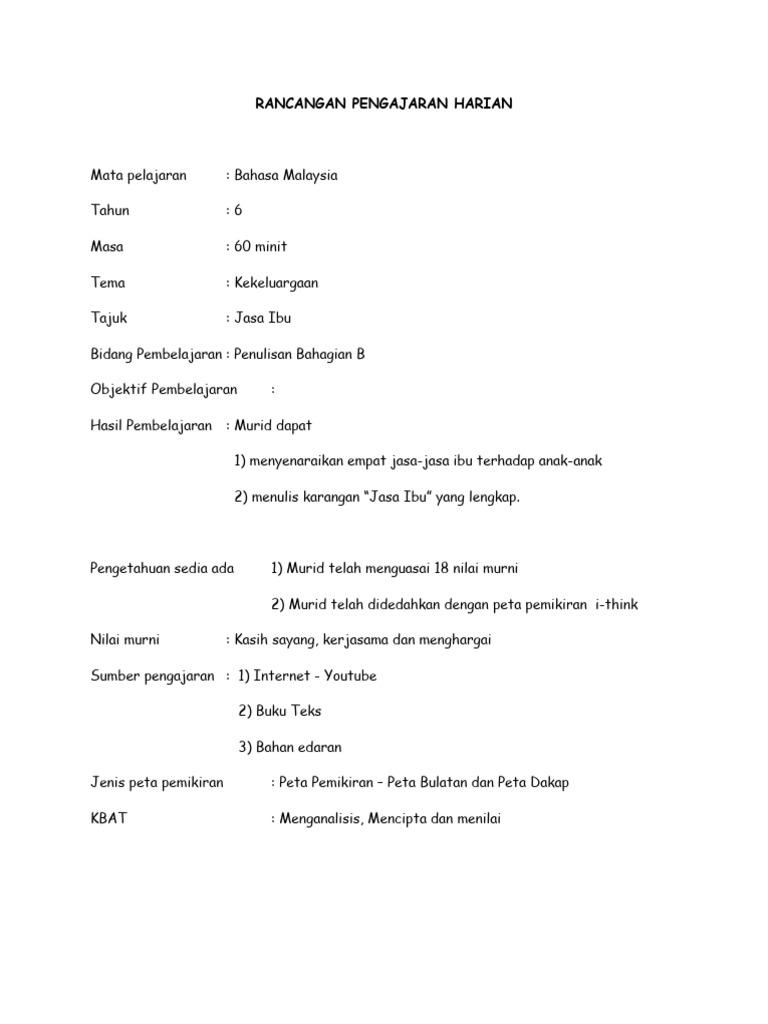 Contoh RPH KBAT | PDF