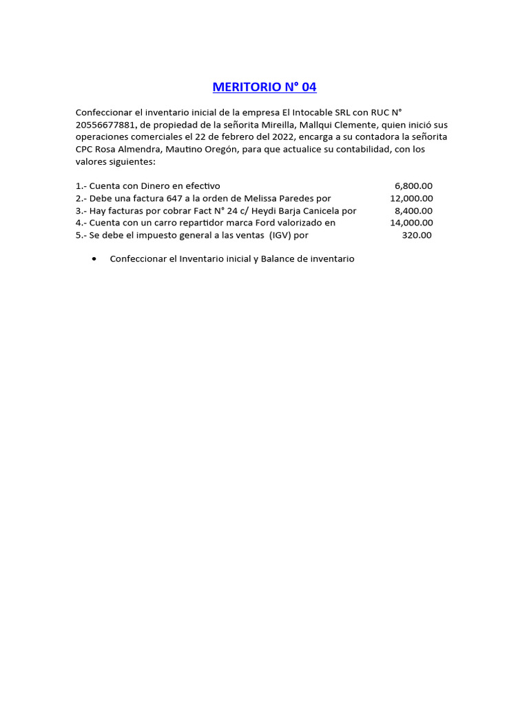 MERITORIO N 4 para La Clase | PDF