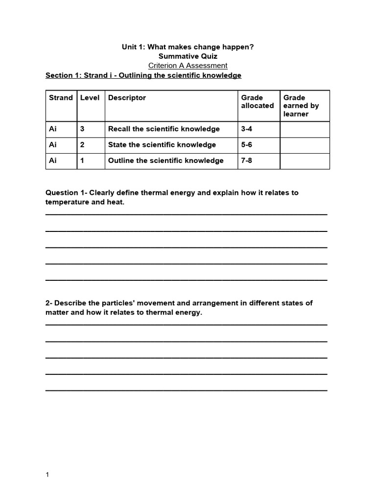 Thermal Energy Summative Quiz | Download Free PDF | Building Insulation ...