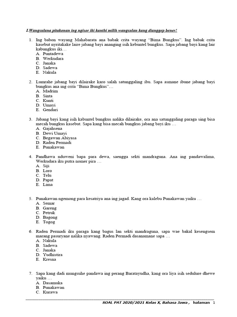 Soal PAT 10 SMT 2 | PDF