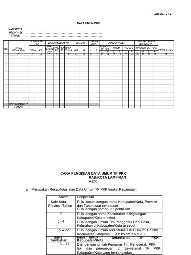 Buku Bantu 6 Data Umum PKK Kabupaten | PDF