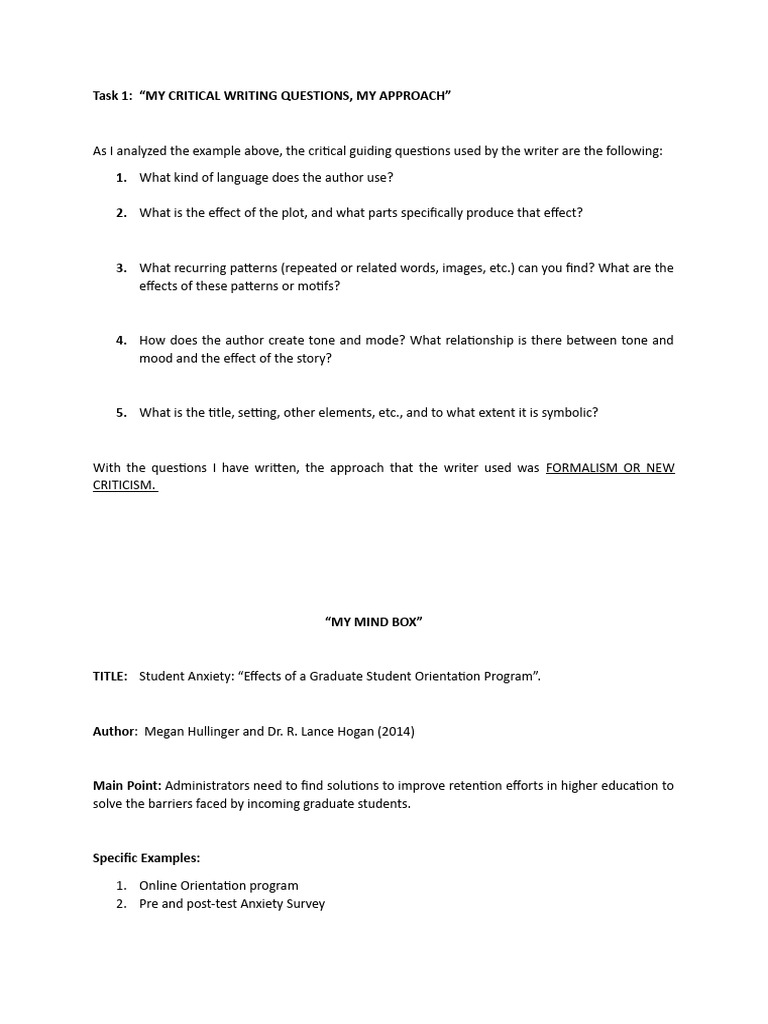 My Mind Box | PDF | Anxiety | Cognition