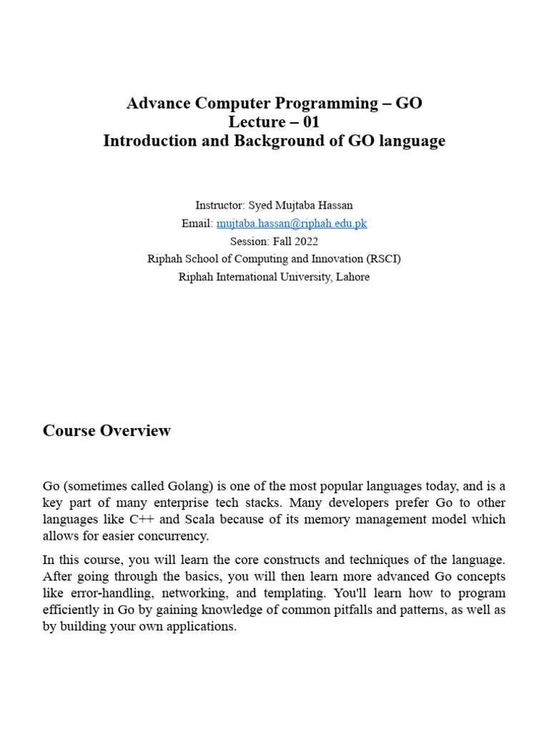 ACP Lecture 01 - Introduction | PDF | Computer Programming | Compiler