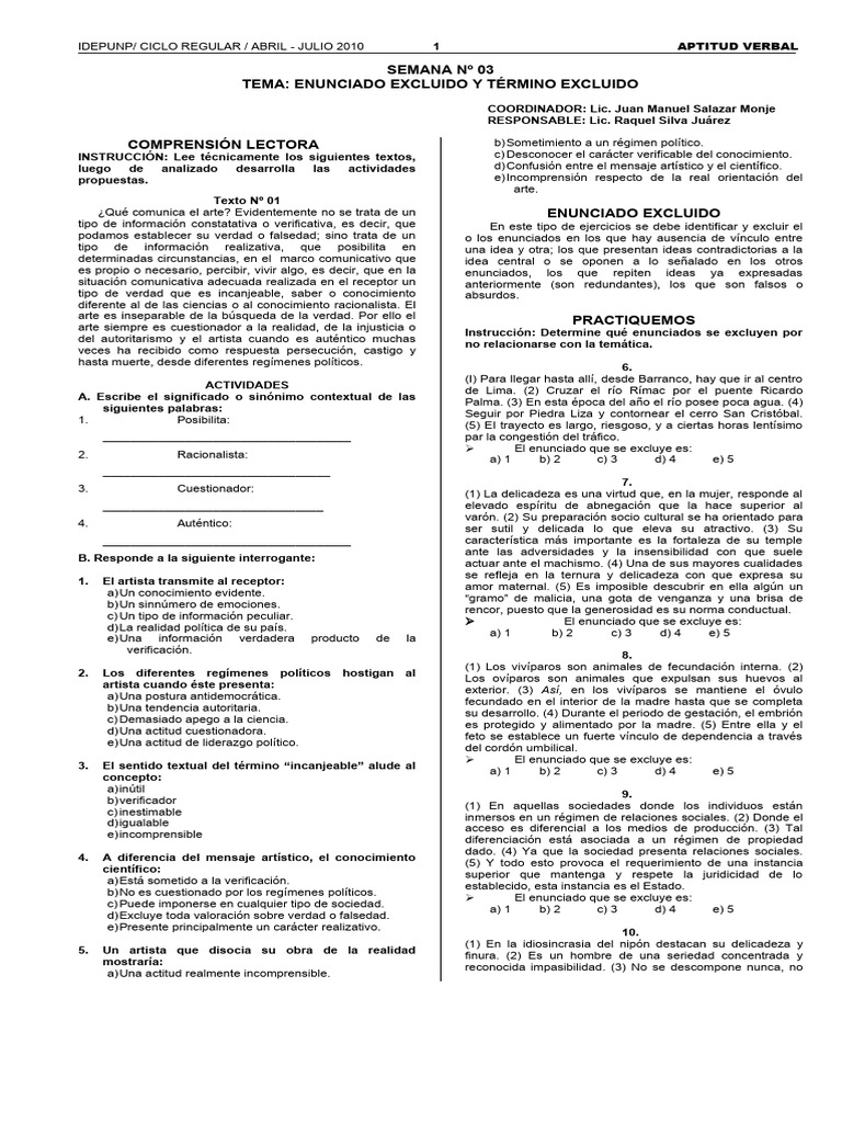 Aptitud Verbal Juan Salazar Monje | PDF