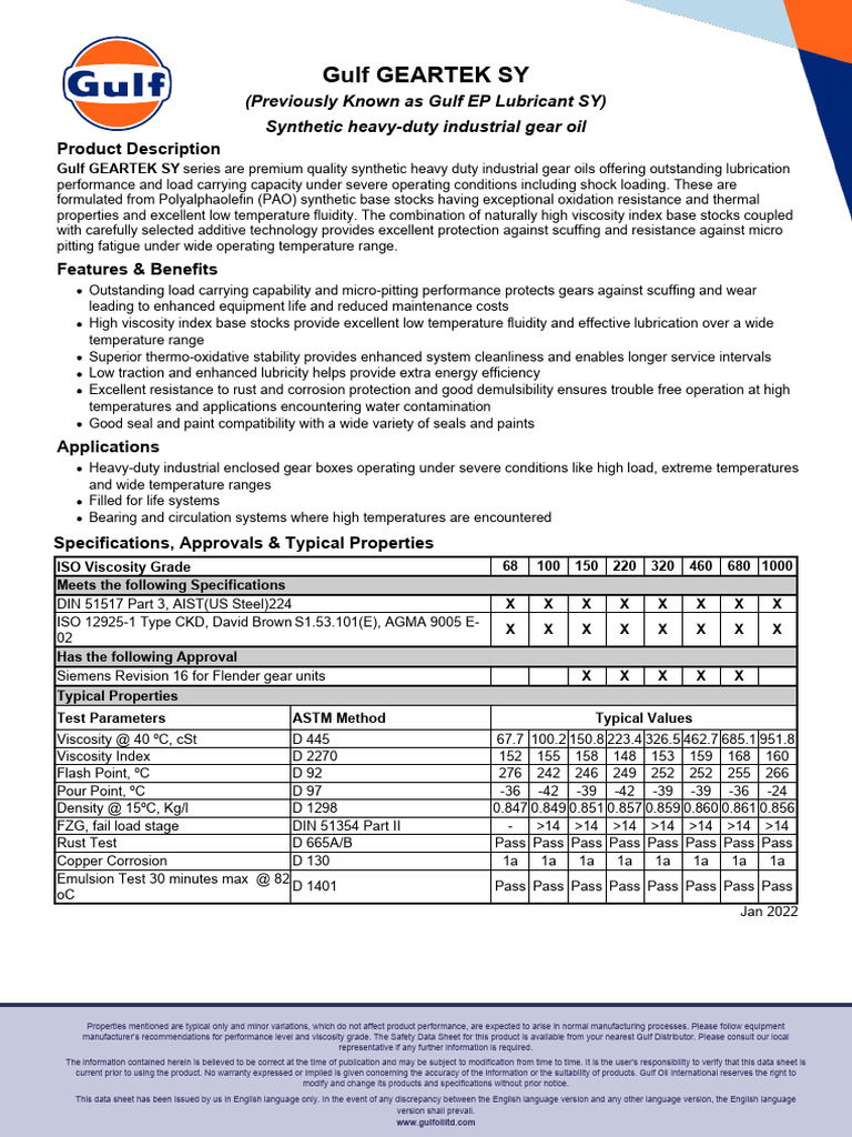 Gulf GEARTEK SY - PDS - 253 | PDF