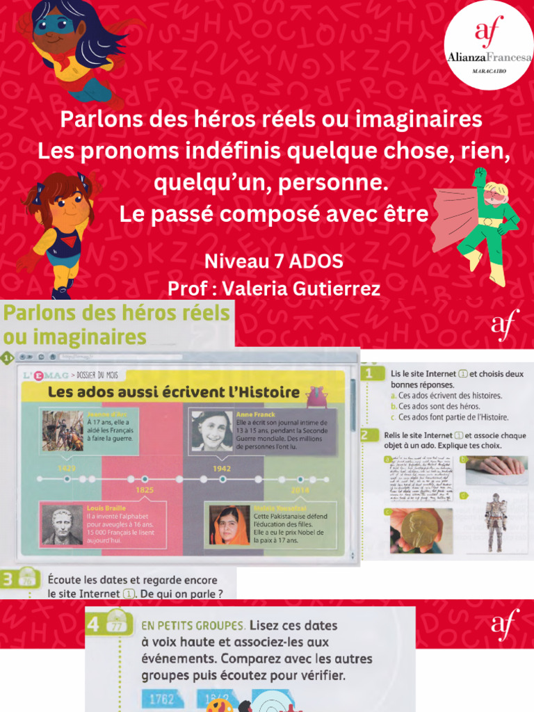 Parlons Des Héros Réels Ou Imaginaires Les Pronoms Indéfinis Quelque ...