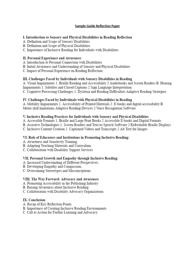Sample Guide Reflection Paper Outline | PDF