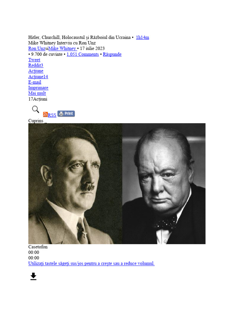 Ron Unz Hitler, Churchill, Holocaustul Și Războiul Din Ucraina | PDF