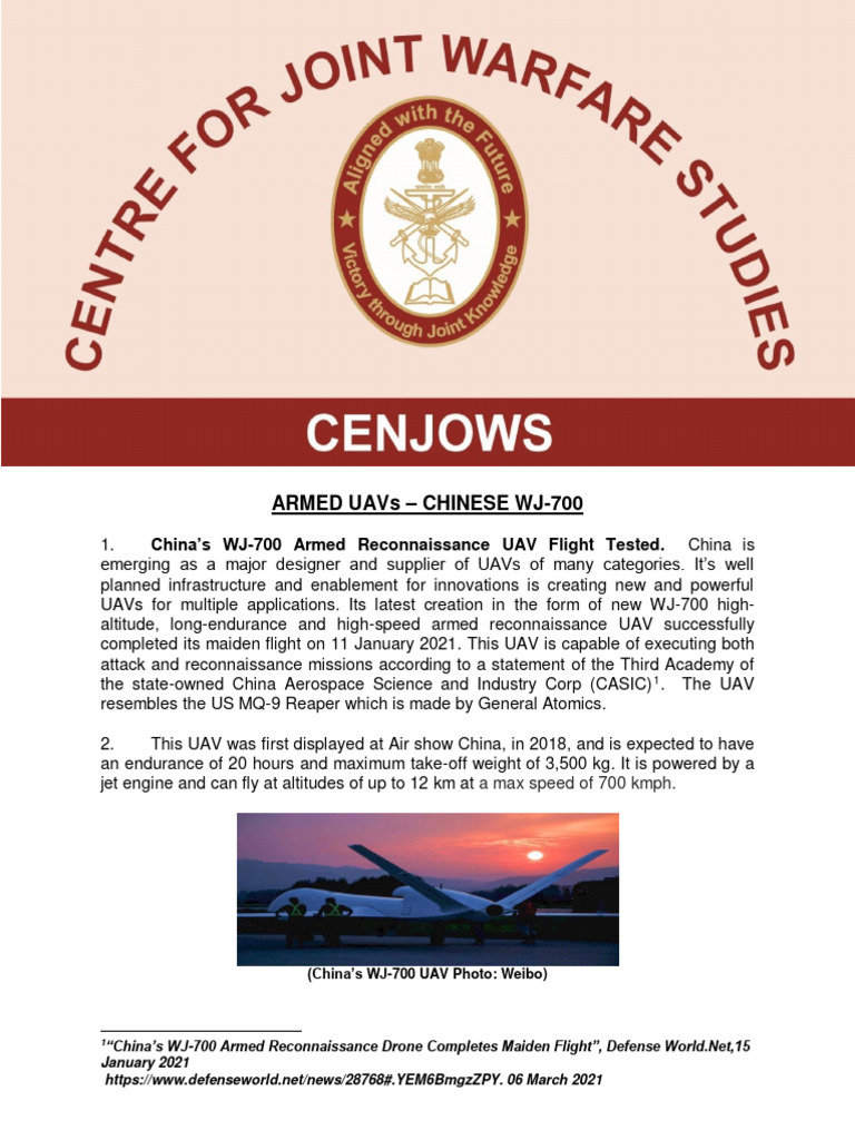 Armed UAVs Chinese WJ 700 DT 21 Mar 2021 | Download Free PDF | Unmanned ...
