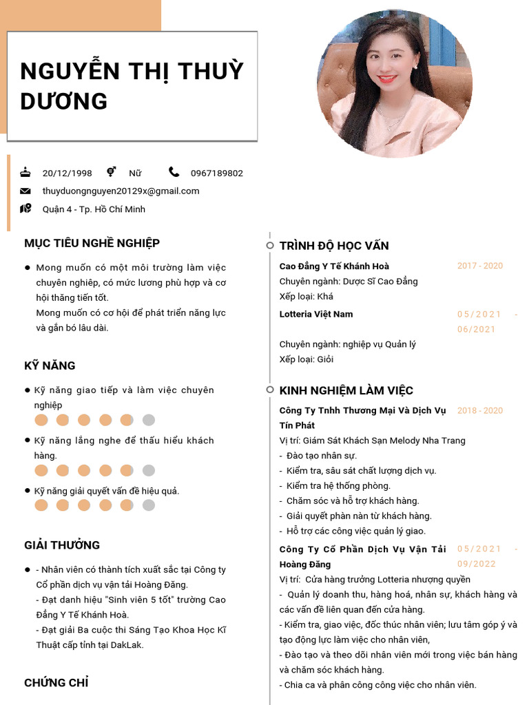 CV Thuỳ Dương 0967189802 | PDF