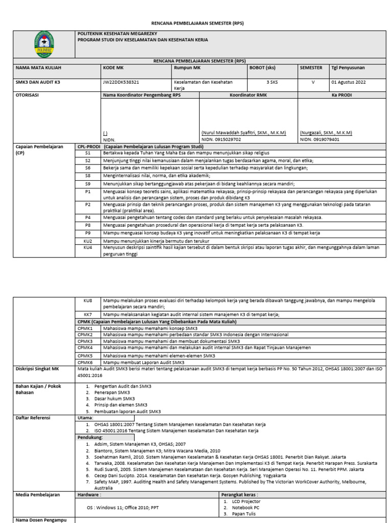 RPS SMK3 Dan Audit K3 | PDF | Seni