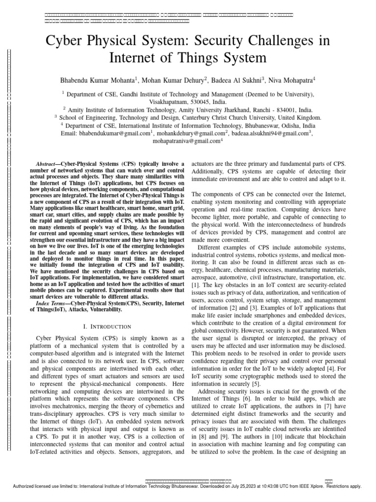 AUJ_Cyber_Physical_System_Security_Challenges_in_Internet_of_Things_System (2) | PDF