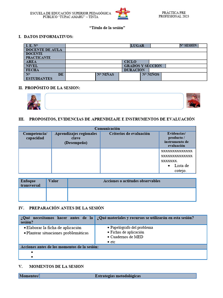 Esquema de Sesion de Aprendizaje | PDF