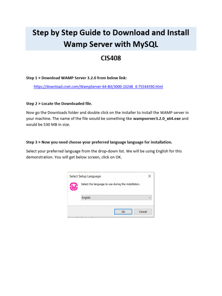 Step by Step Guide To Download and Install Wamp Server With Mysql | PDF
