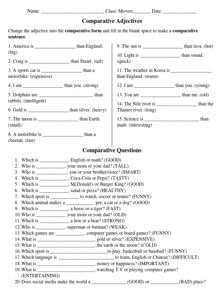Pu 2 - Unit 2 - Comparative | PDF
