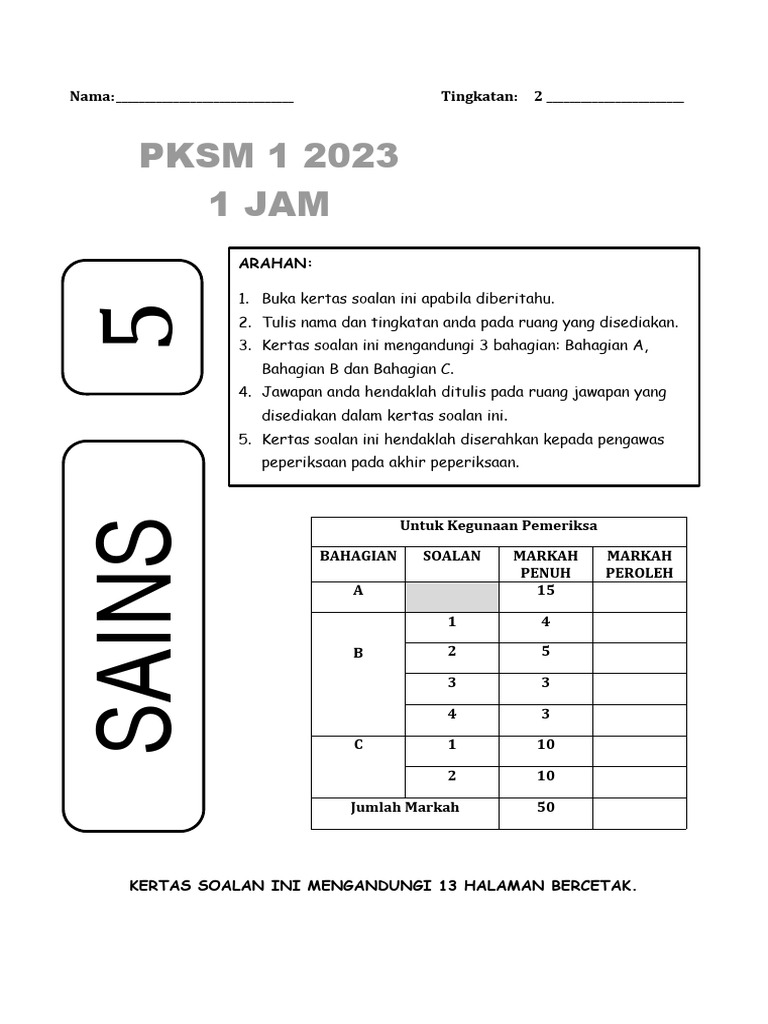PKSM 1 SN TING 2 | PDF