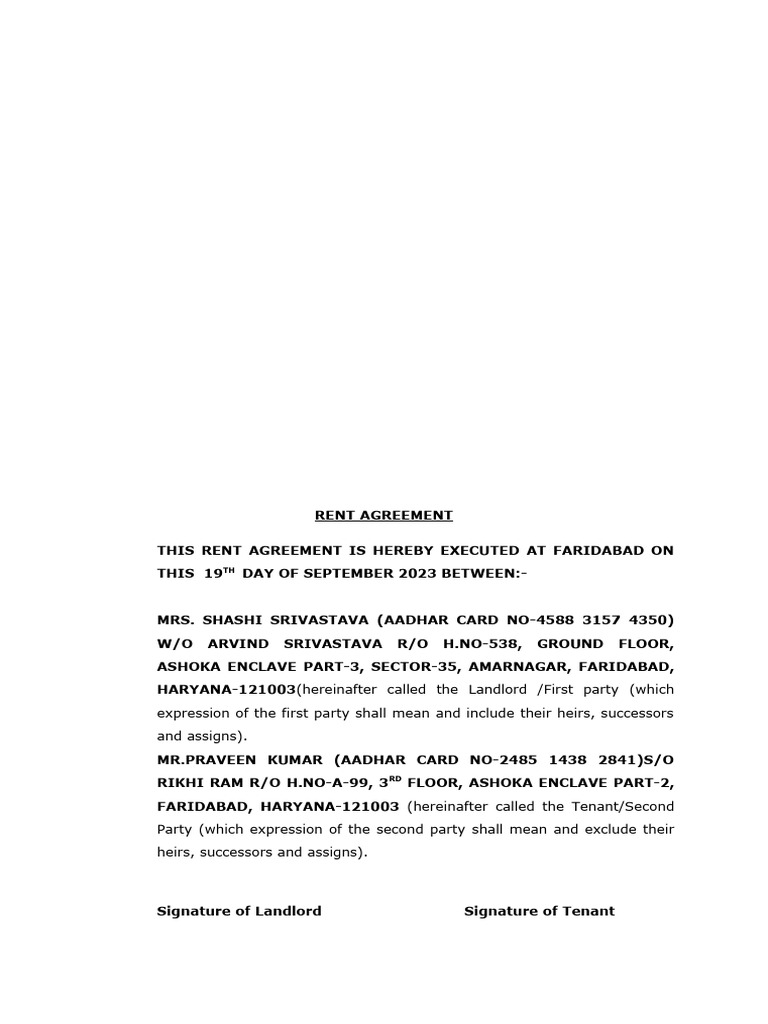 RENT AGREEMENT Rahul Sharmma | PDF