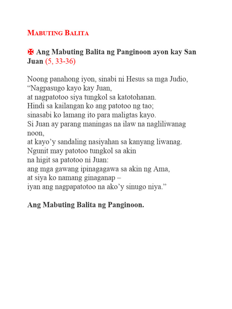 Mabuting Balita | PDF