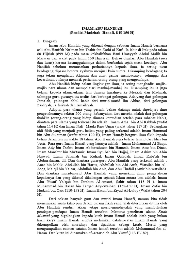 Imam Hanafi | PDF | Agama & Spiritualitas