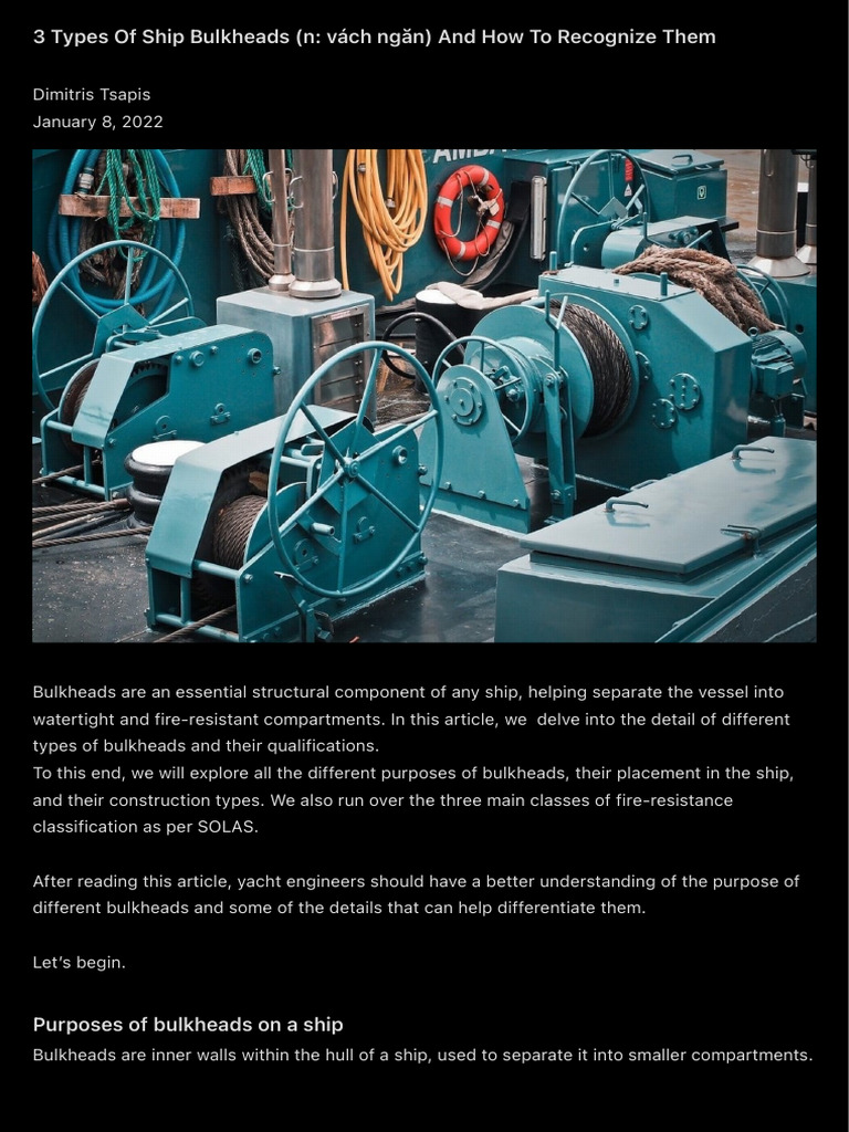 3 Types of Ship Bulkheads (N Vách Ngăn) and How To Recognize Them | PDF ...