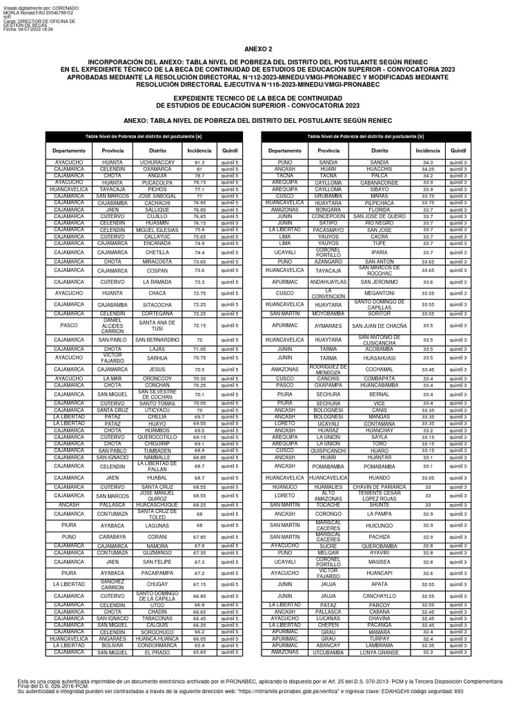 Anexo 2 de RDE N. 126-2023-MINEDU-VMGI-PRONABEC | Descargar gratis PDF ...