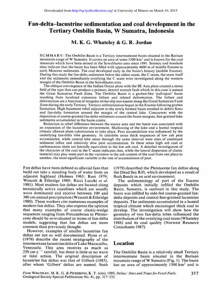 Fan-Delta-Lacustrine Sedimentation and Coal Development in The Tertiary ...