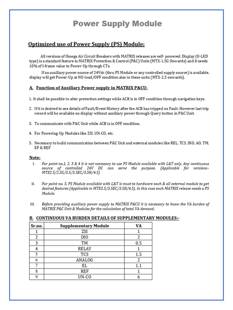 Tech Article - Optimized Use of Power Supply Module | PDF | Power ...