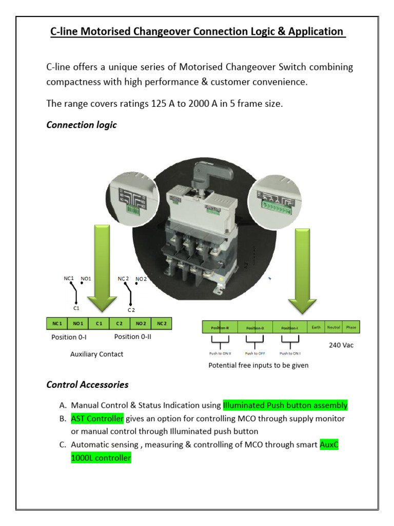 Tech Article - Motorised Changeover Connection Logic and Application | PDF | Switch | Electric Motor