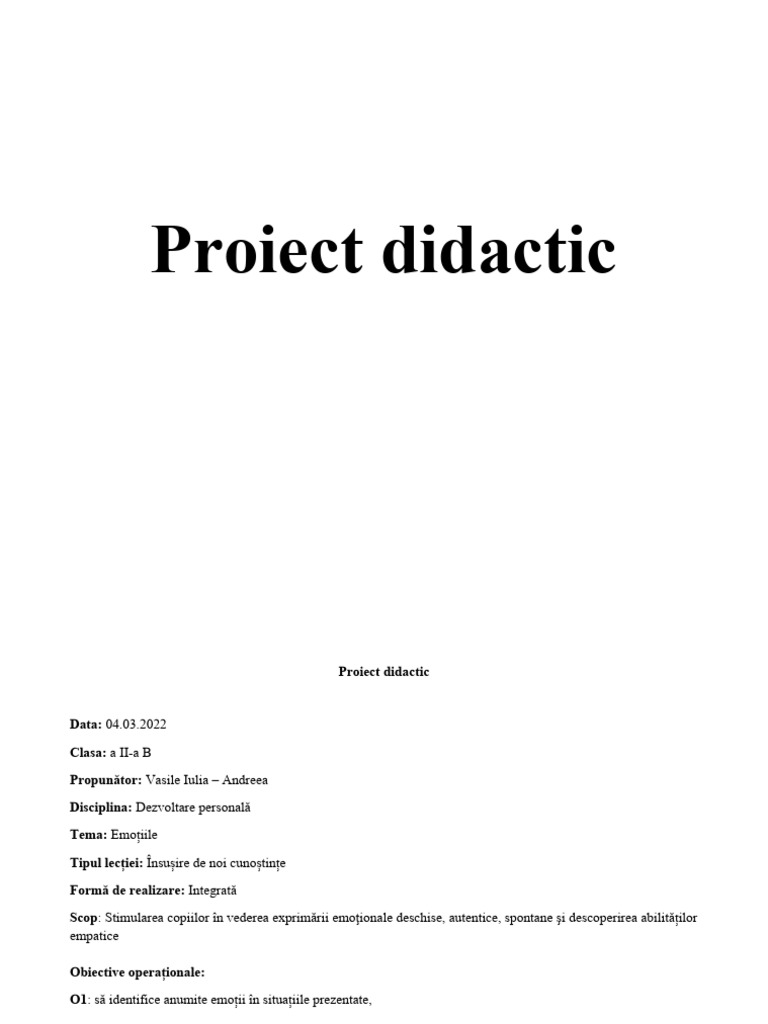 17 Proiect Didactic DP | PDF