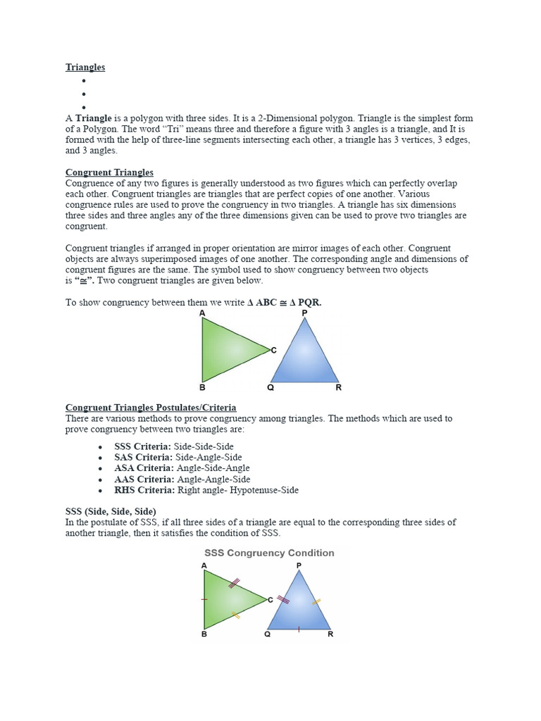 Congruent Triangles | PDF | Teaching Methods & Materials | Science ...