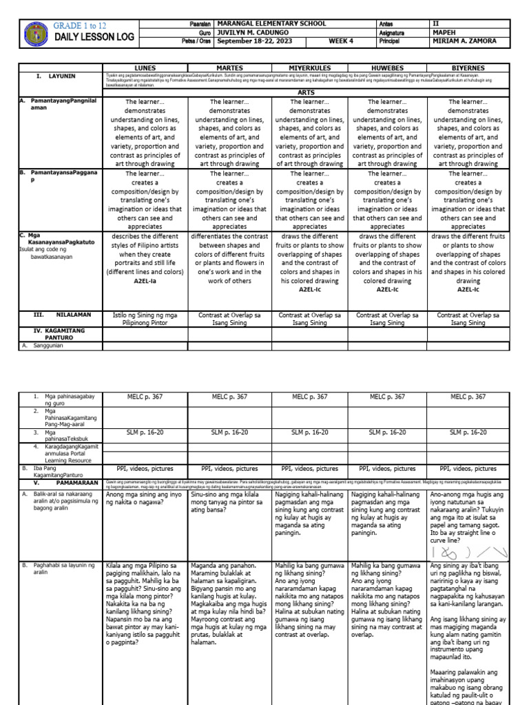 Q1 MAPEH WEEK 4. WK 1 WK2 2K3WK3 WK4 Option 1 | PDF