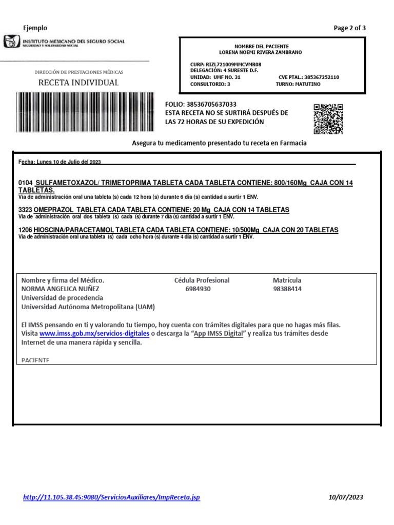 Receta Medica - Imss | PDF | Farmacia | Servicios públicos