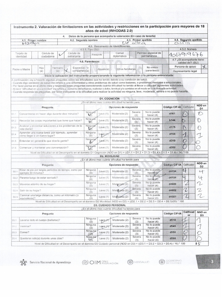 Ejercicio Práctico. Ejecutar Los Procesos Del Cuestionario de Evaluación de La Discapacidad | PDF